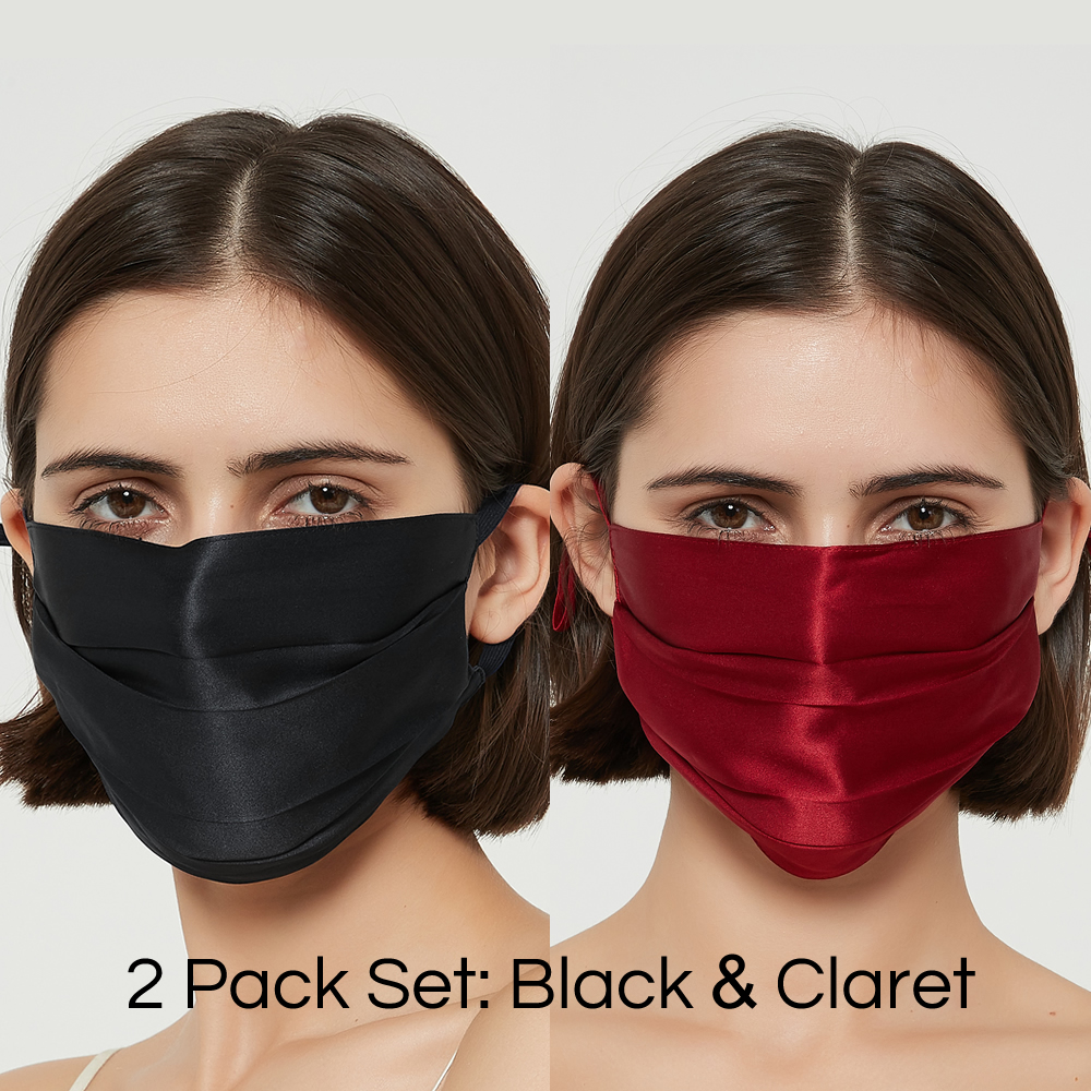 Breathable Silk Face Mask Pleated Two Layers Pure Mulberry Silk ...