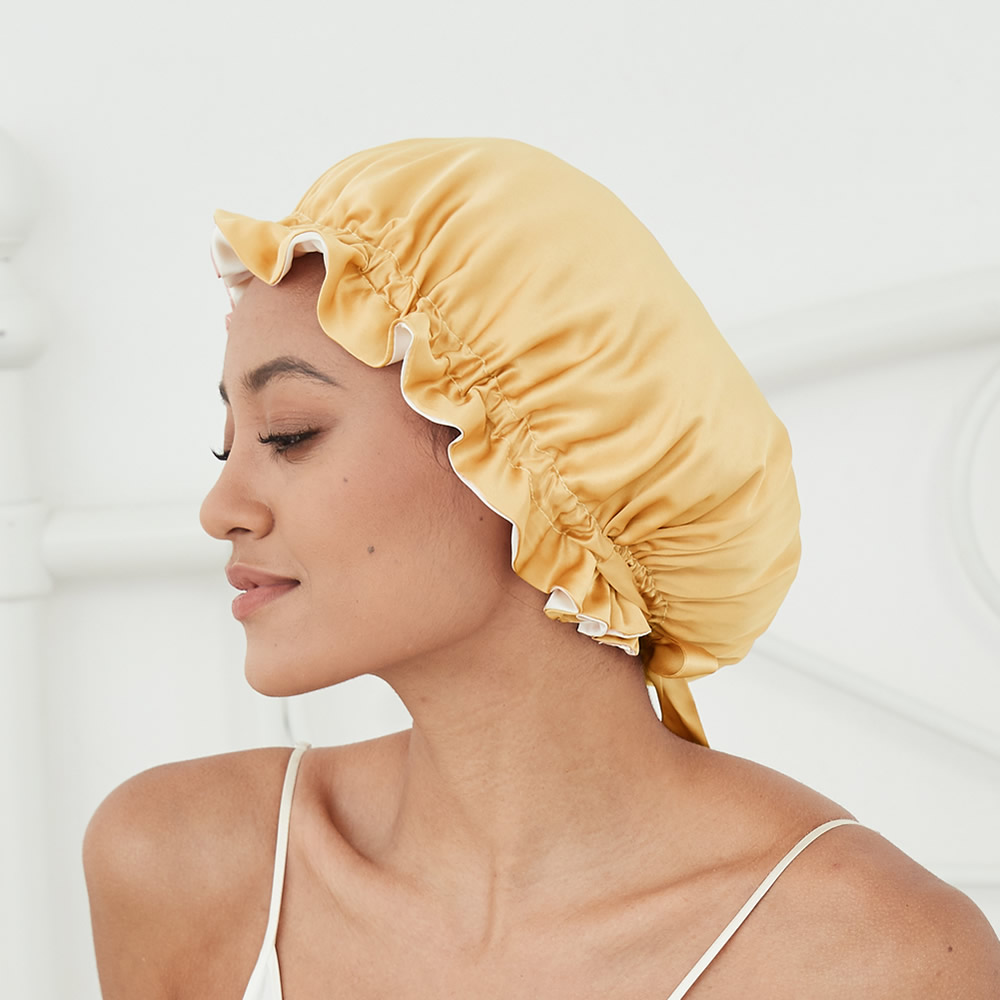 Silk Frills Bonnet | 19 Momme | Double Lined | RachelSilk | United States