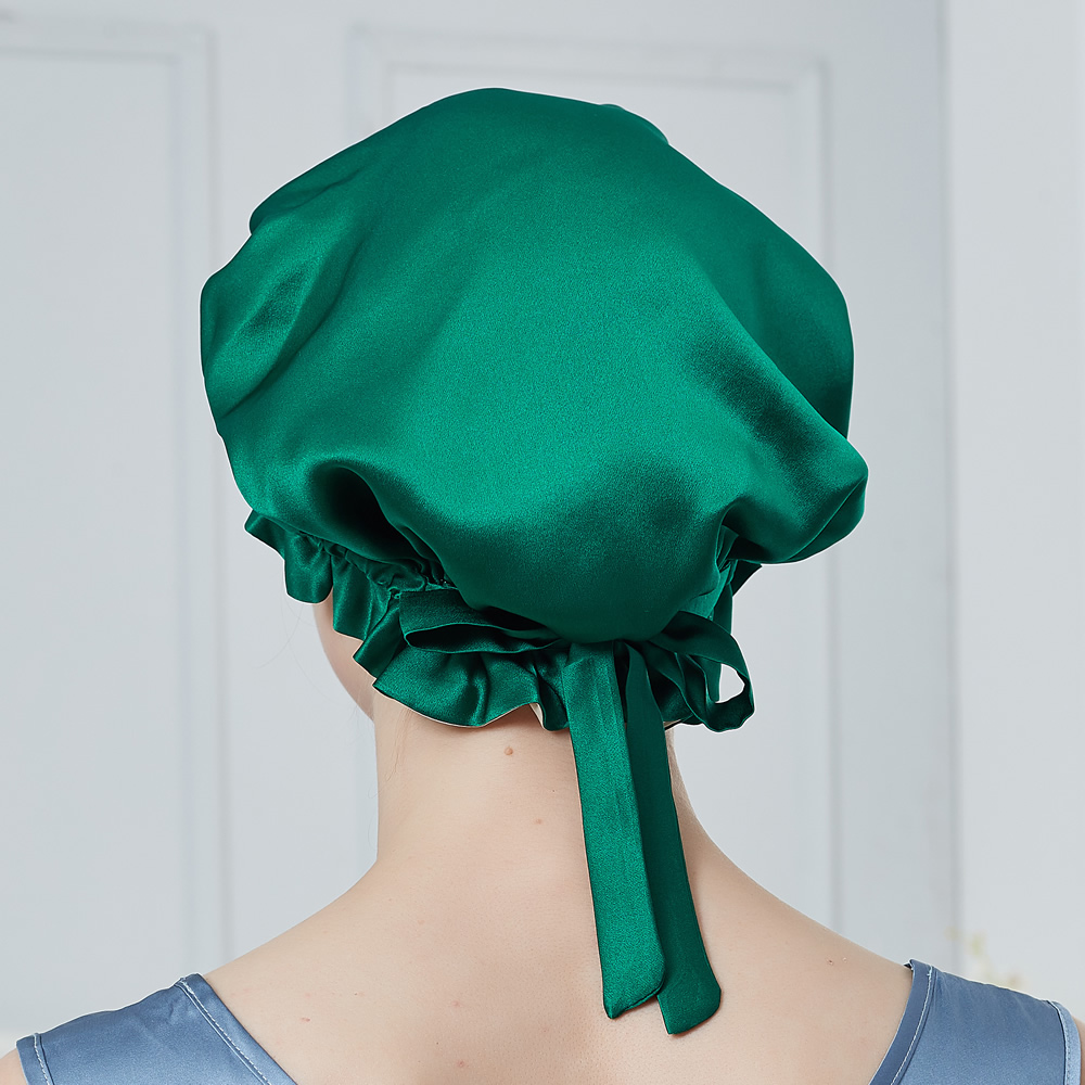 Contra Color Double Lined Silk Bonnet With Frills | RachelSilk | United ...