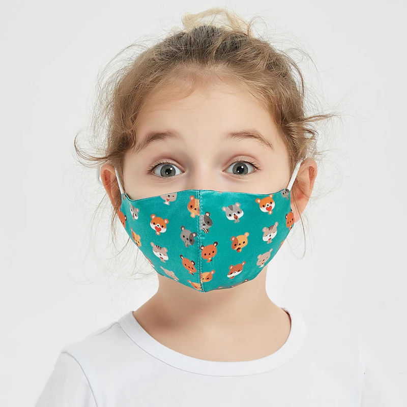 Kids Washable Silk Face Mask With Cute Print Handmade Embroidery For ...