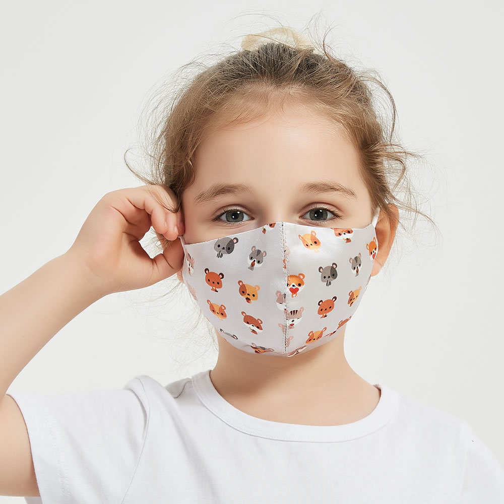 Kids Washable Silk Face Mask With Cute Print Handmade Embroidery For ...