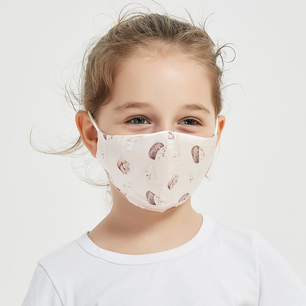 Kids Washable Silk Face Mask With Cute Print Handmade Embroidery For ...