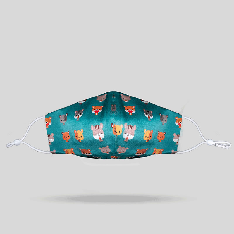 Kids Washable Silk Face Mask With Cute Print Handmade Embroidery For ...