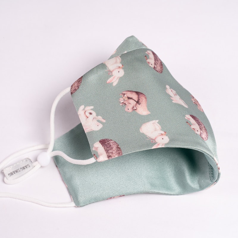 Kids Washable Silk Face Mask With Cute Print Handmade Embroidery For ...