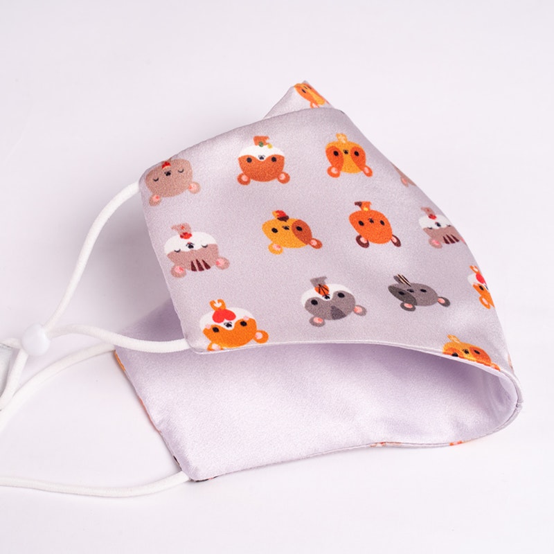 Kids Washable Silk Face Mask With Cute Print Handmade Embroidery For ...