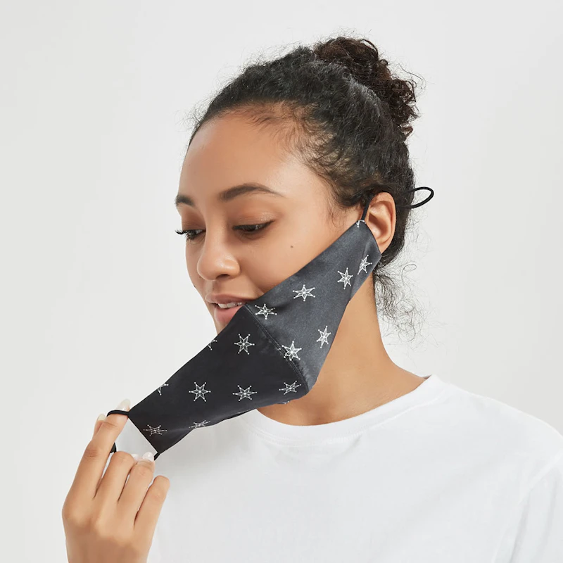 Large Printed Silk Face Mask With Stripe Dot Stars Patterns ...