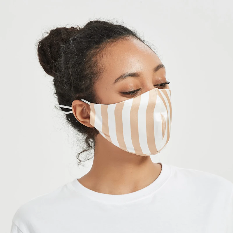Large Printed Silk Face Mask With Stripe Dot Stars Patterns ...