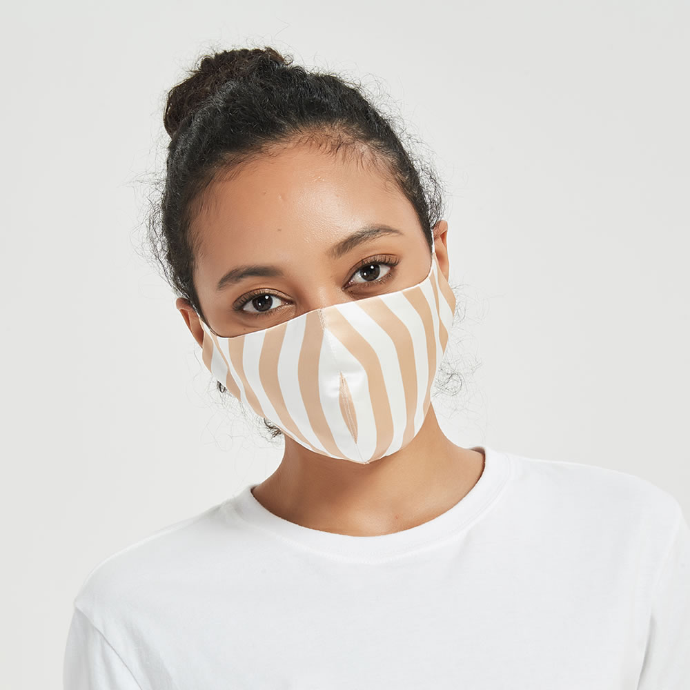 Large Printed Silk Face Mask With Stripe Dot Stars Patterns ...