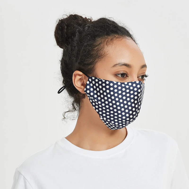 Large Printed Silk Face Mask With Stripe Dot Stars Patterns ...