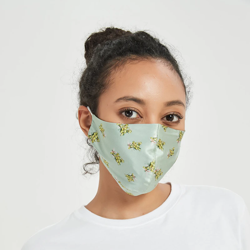 Large Printed Silk Face Mask With Stripe Dot Stars Patterns ...