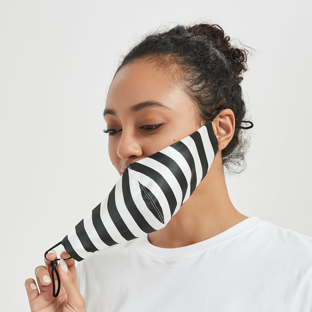 Large Printed Silk Face Mask With Stripe Dot Stars Patterns ...