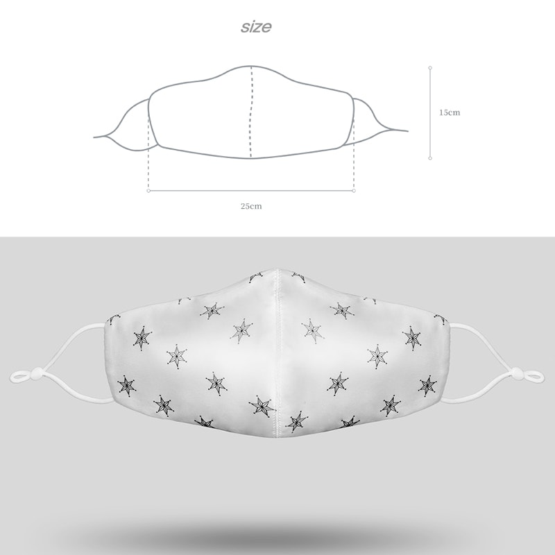 Large Printed Silk Face Mask With Stripe Dot Stars Patterns ...