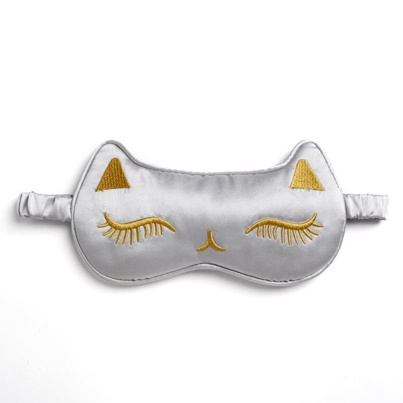 Embroidered Cat Shaped Silk Sleep Eye Mask | RachelSilk | United States
