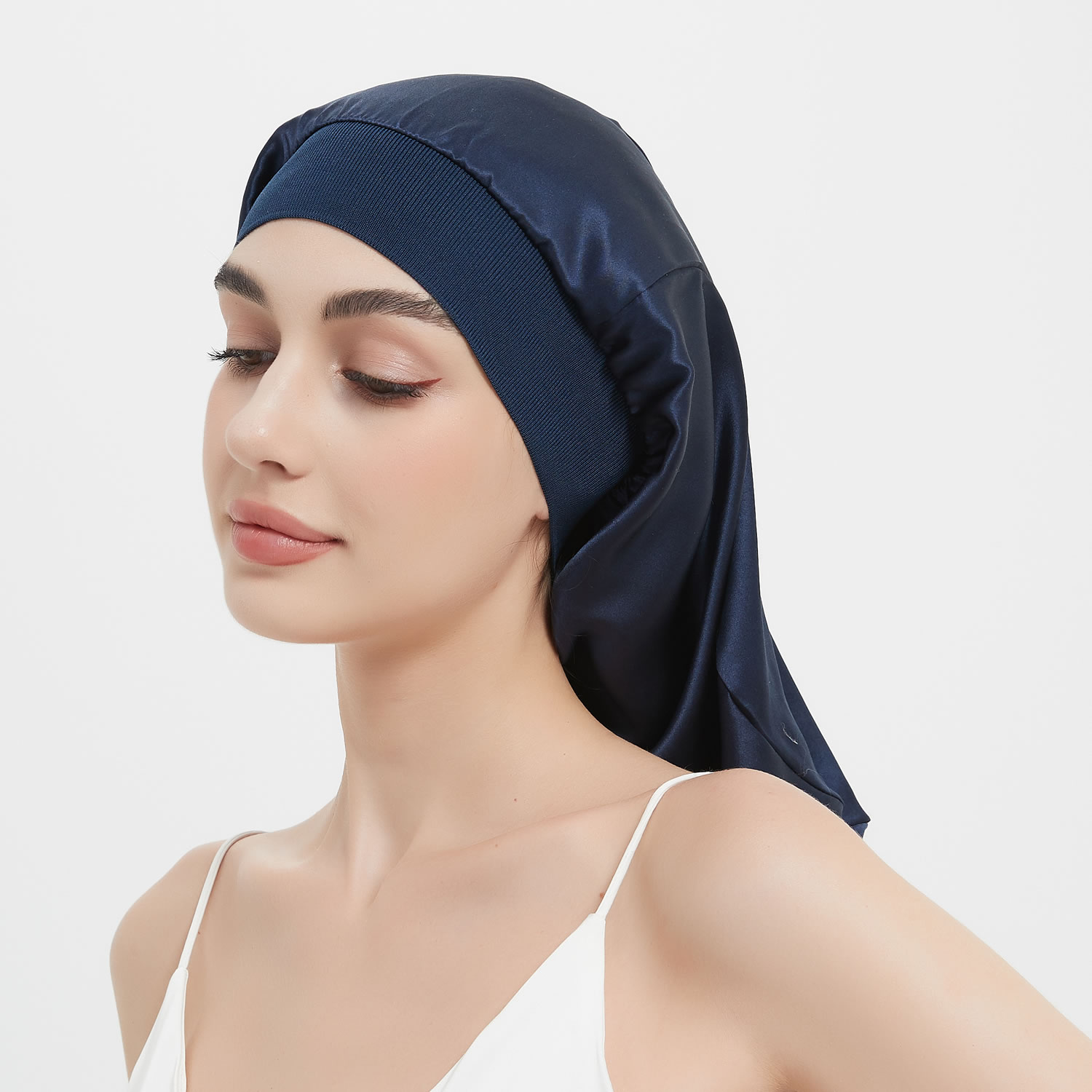 Long Silk Night Cap with Wide Elastic Band | 19 Momme | RachelSilk ...