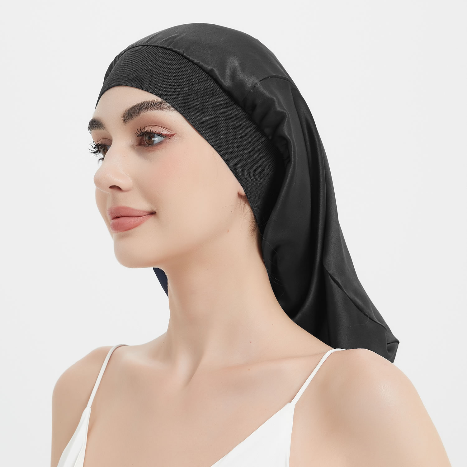 Long Silk Night Cap with Wide Elastic Band | 19 Momme | RachelSilk ...