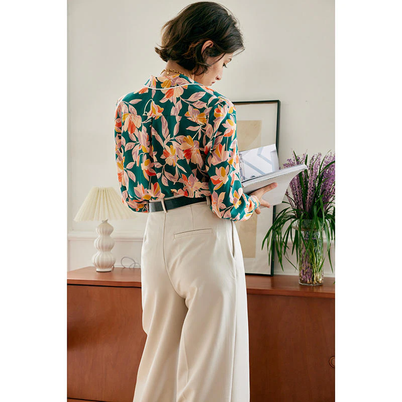 Floral Button-Up Silk Blouse | RachelSilk | United States