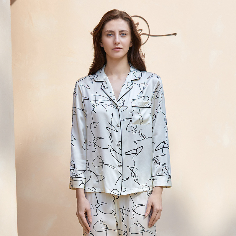 Artistic Graffiti Printed Silk Pajamas For Women | RachelSilk | United ...