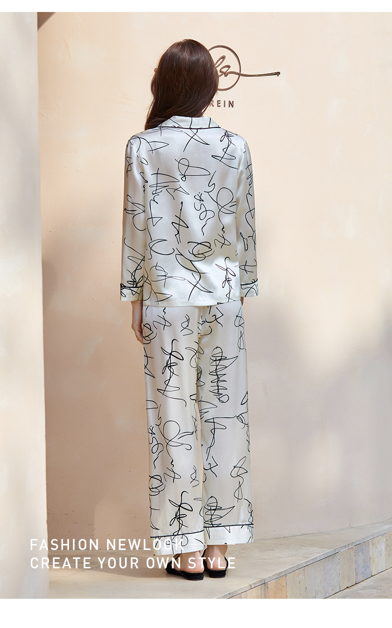 Artistic Graffiti Printed Silk Pajamas For Women | RachelSilk | United ...